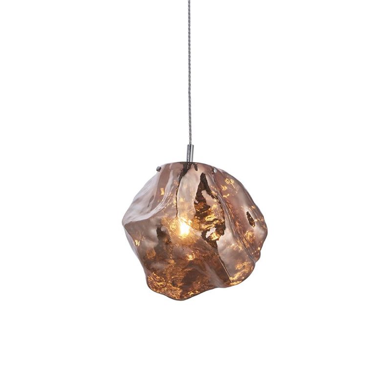 Endon - Rock - 97655 - Chrome Copper Glass Ceiling Pendant Light