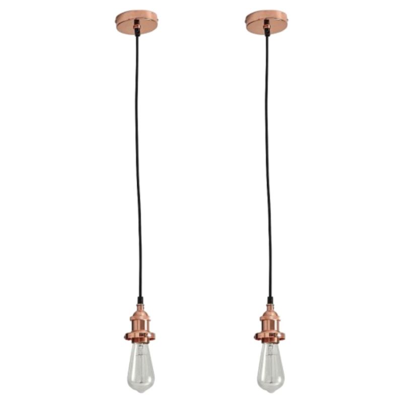 Set of 2 Flex Suspension - Polished Copper Pendant Kits with Black ...