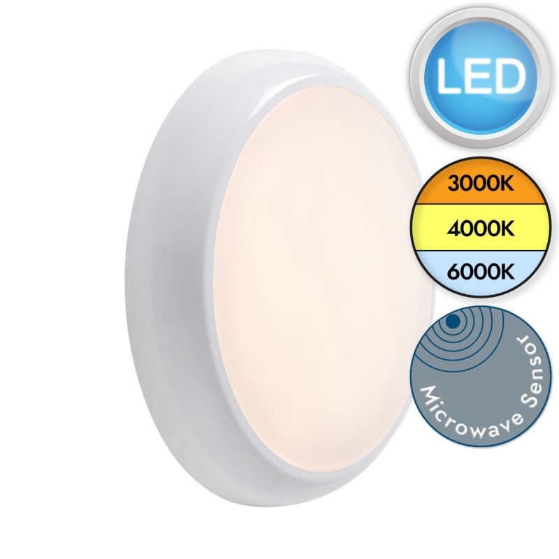 Saxby - HeroPRO - 95543 - LED White Opal IP65 Dimmable Microwave Plain ...