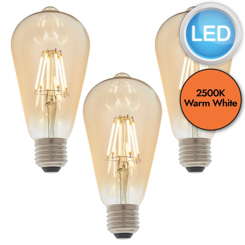Endon - Set of 3 Pear - 93032 - LED E27 ES - Filament Light Bulbs ...