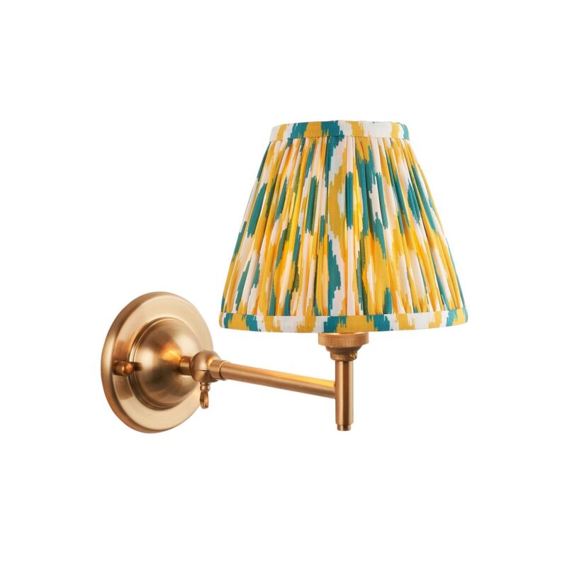 Endon - Dome Fold & Ikat 16cm - 115650 - Aged Brass Yellow Jade Wall Light