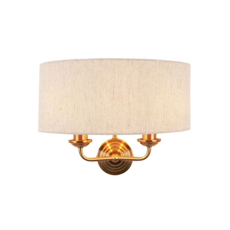 Endon - Highclere - 110726 - Vintage Brass Natural 2 Light Wall Light