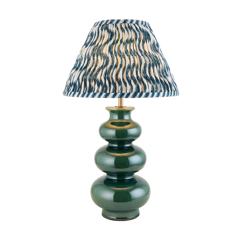 Endon - Monroe & Ripple 30cm - 116467 - Green Aged Brass Blue Ceramic ...