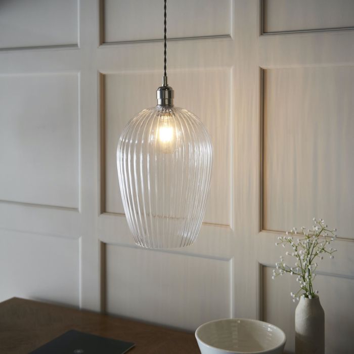 Ribbed glass pendant light store